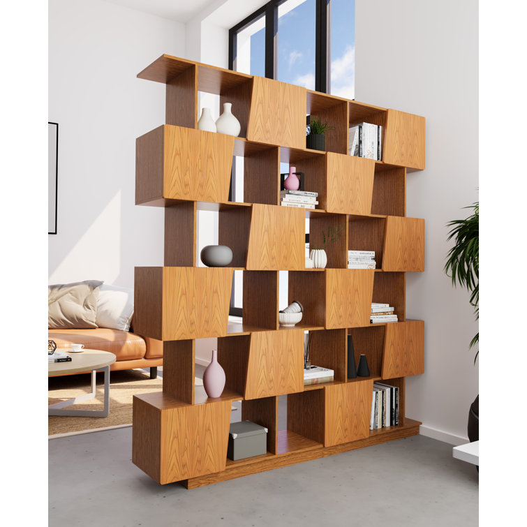 Ebern Designs Marlesha 218cm H x 193cm W Plywood Geometric Bookcase | Wayfair.co.uk
